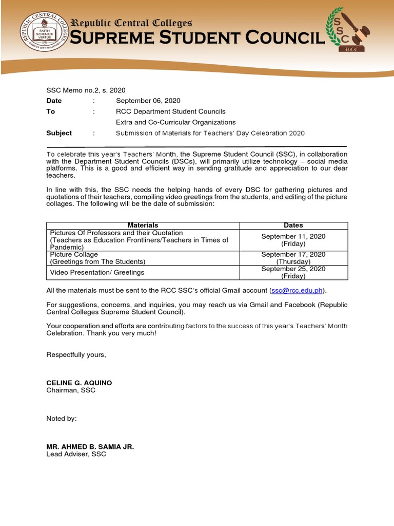 SSC Memo No. 2 S. 2020 | PDF