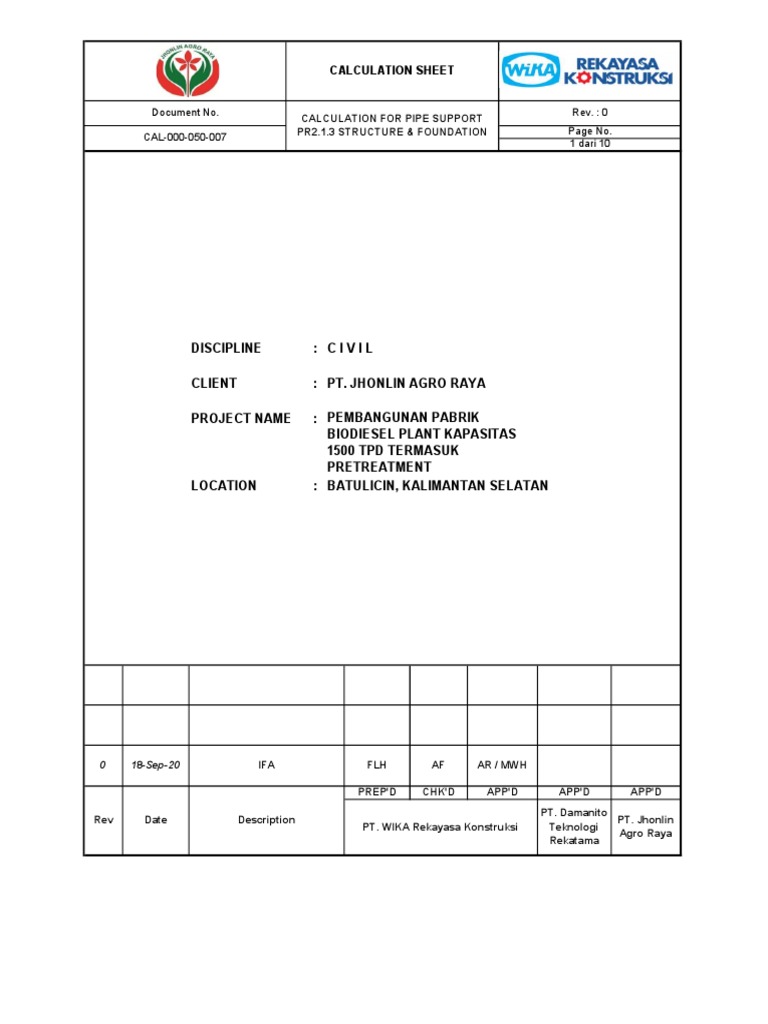 Pipe Support Calculation for Biodiesel Plant | PDF | Strength Of ...