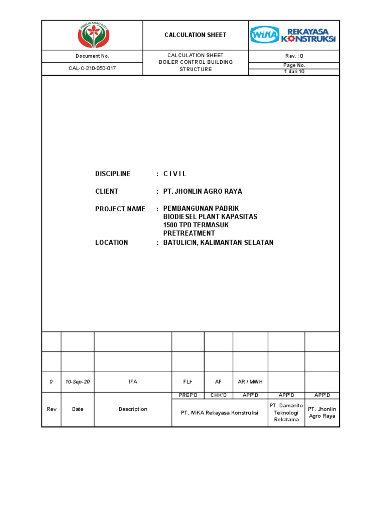 Calculation Sheet Boiler Control Building | PDF | Strength Of Materials ...
