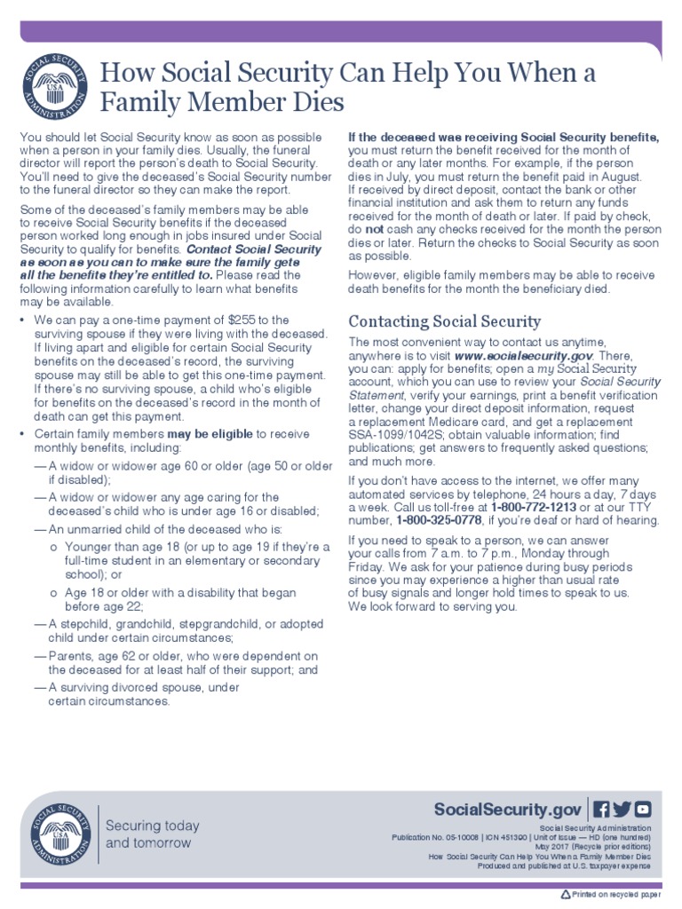 How Social Security Can Help You When A Family Member Dies | PDF ...