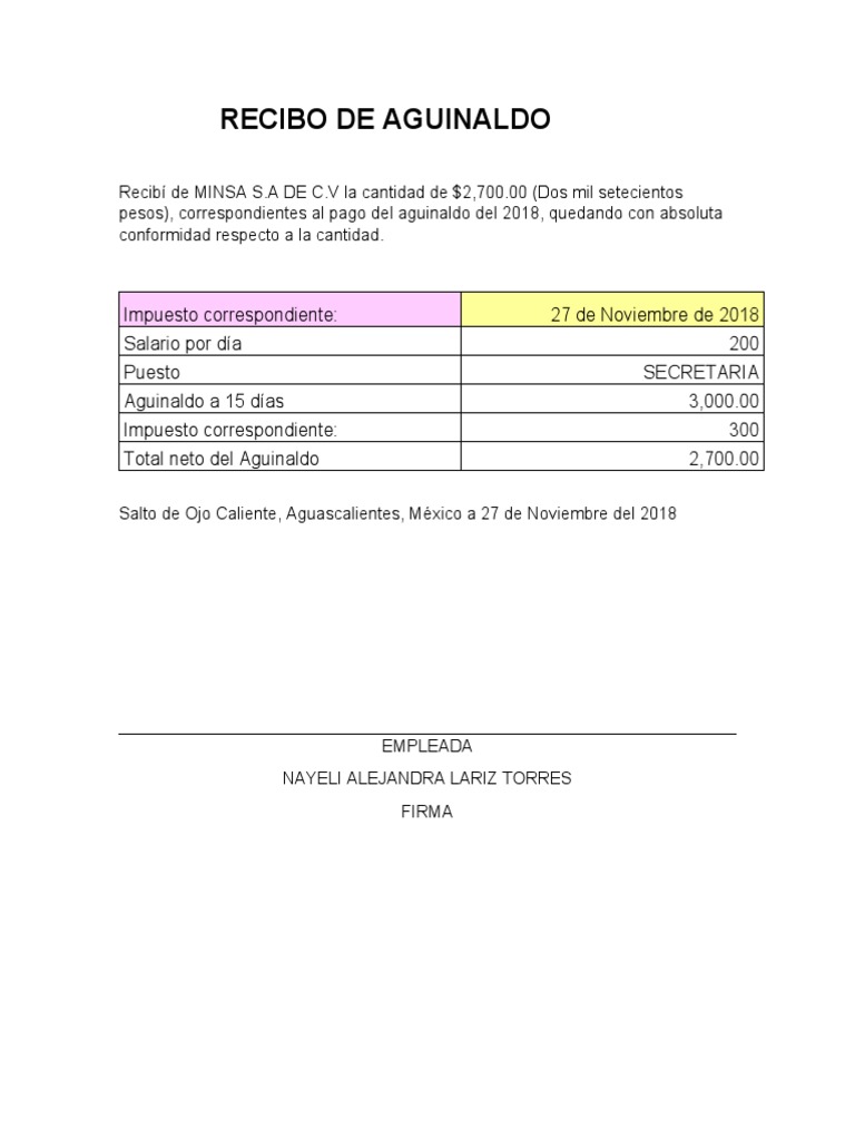 Recibo de Aguinaldo | PDF