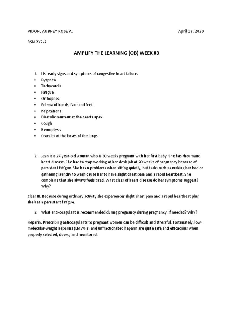 Amplify The Learning (Ob) Week #8: Vidon, Aubrey Rose A. April 18, 2020 ...