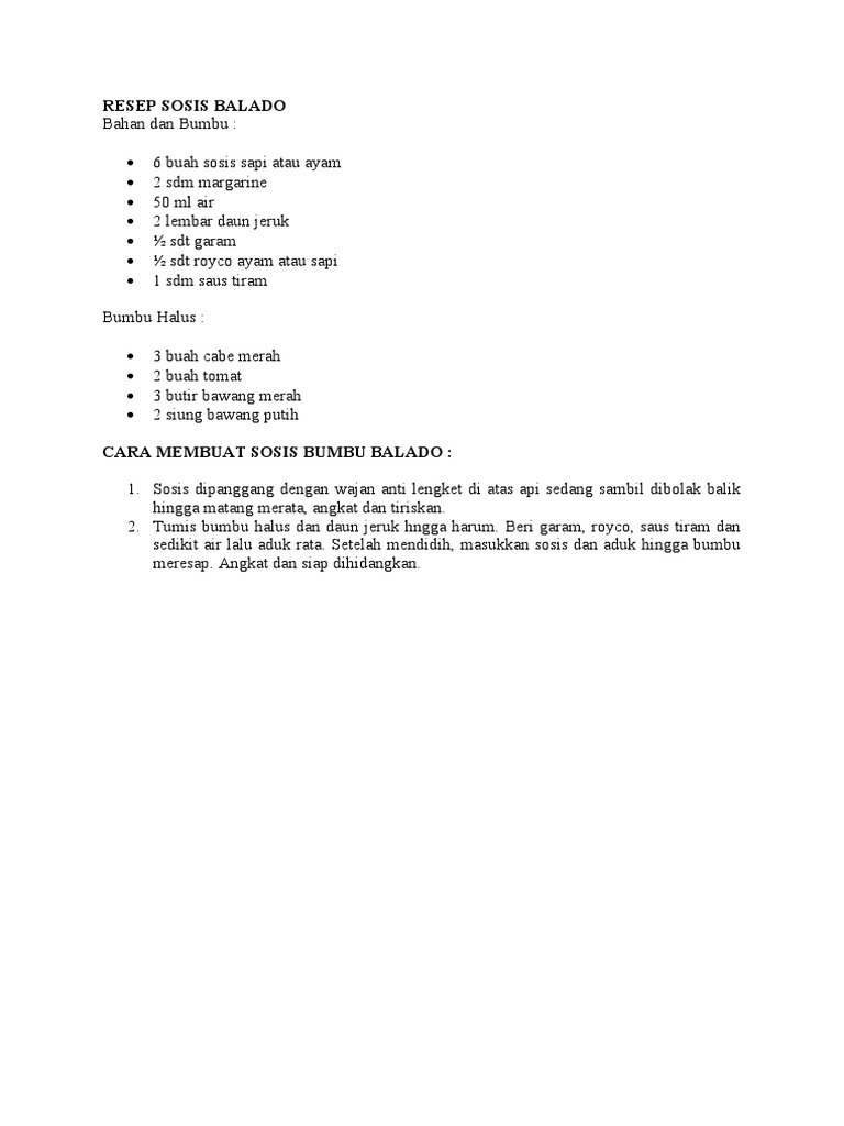 Resep Sosis Balado | PDF