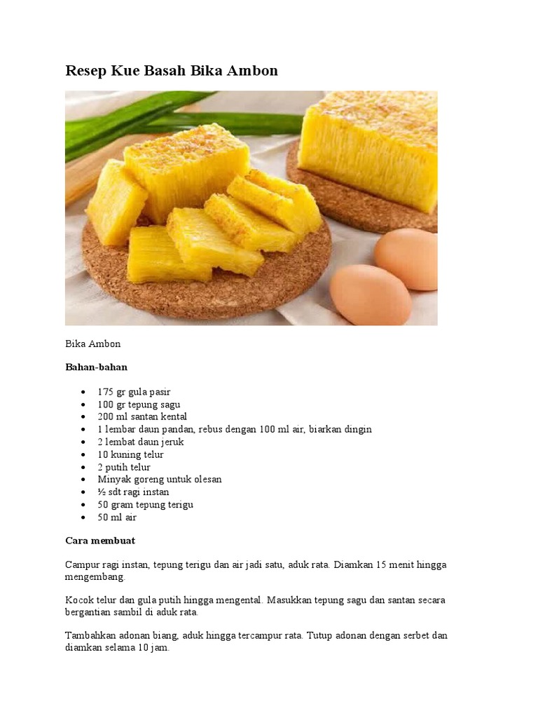 Resep Kue Basah Bika Ambon | PDF