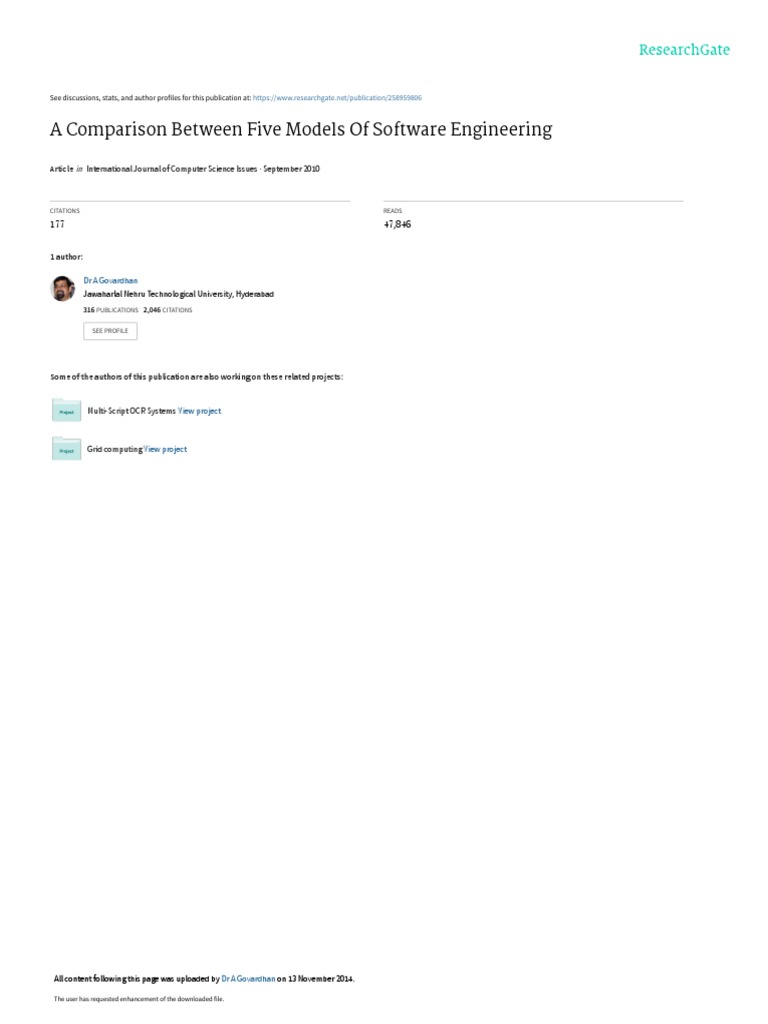 A Comparison Between Five Models of Software Engin | PDF | Software Development Process ...