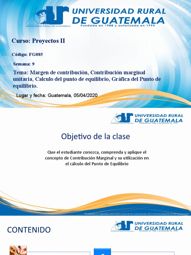 Semana 9 - Proyectos II - Margen de Contribución, Contribución Marginal ...