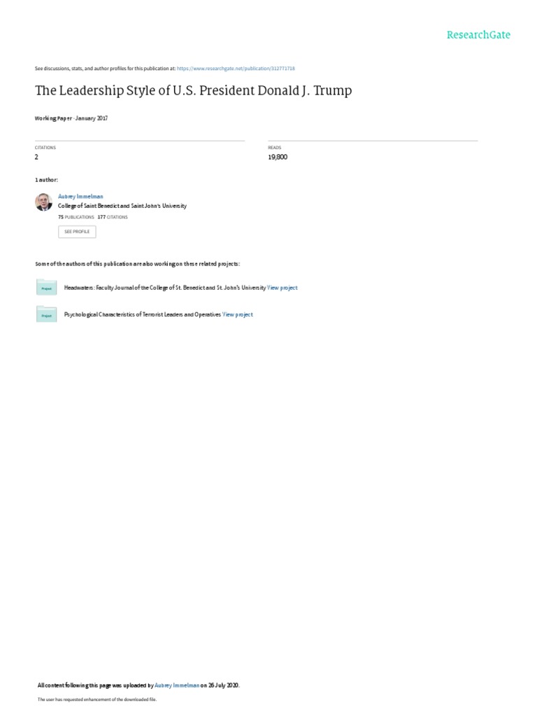 Trump Leadership Style Analysis | PDF | Diagnostic And Statistical ...