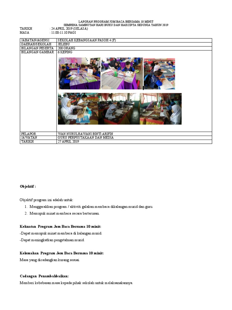 Program Jom Baca 2019 di SK Pasoh 4 | PDF | Kesehatan Holistik