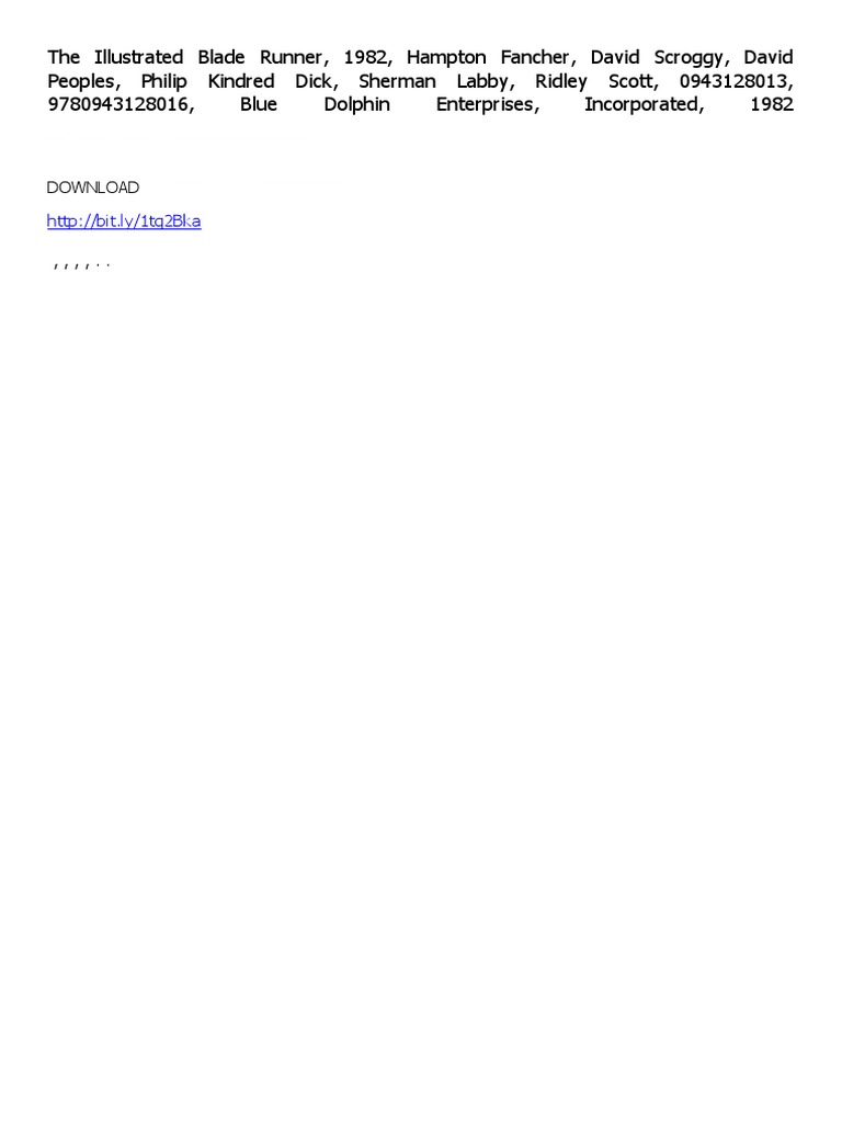 The Illustrated Blade Runner | PDF | Philip K. Dick | Children's Literature