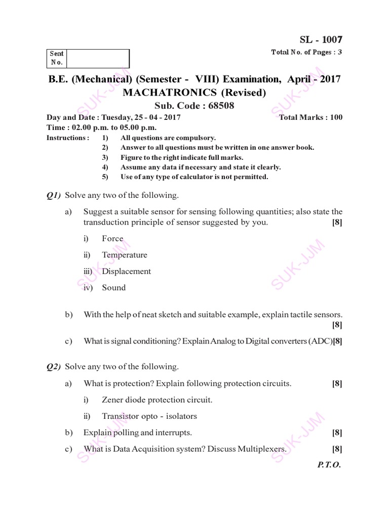 Mechanical Engineering Exam Papers | PDF | Programmable Logic ...