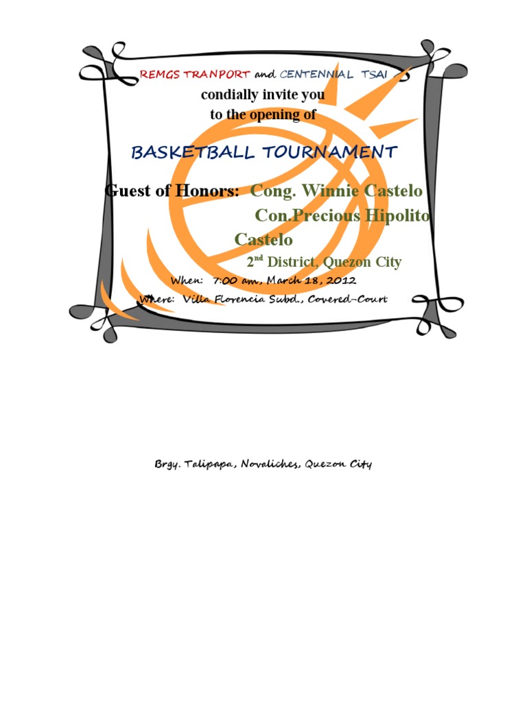 Cong. Winnie Castelo Con - Precious Hipolito Castelo: Guest of Honors | PDF