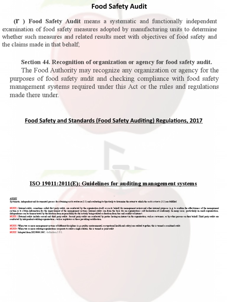 Food Safety Audit Means A Systematic and Functionally Independent | PDF ...