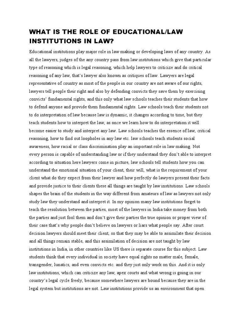 What Is The Role of Educational/Law Institutions in Law? | PDF | Lawyer ...