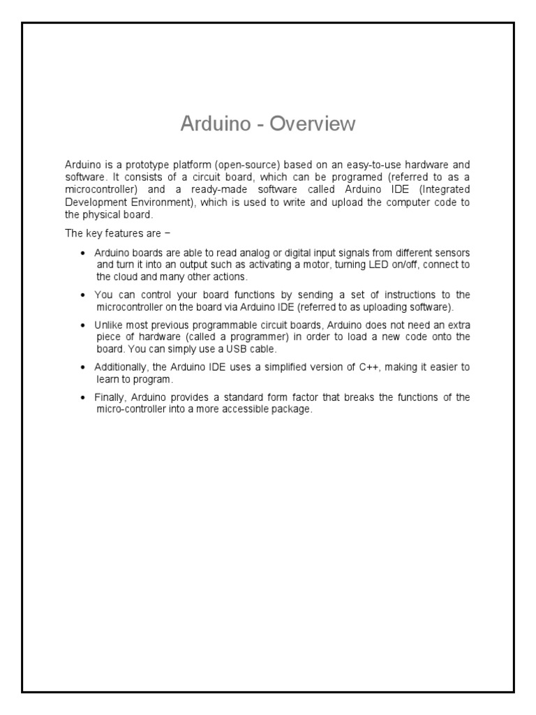Arduino - Overview | PDF | Arduino | Microcontroller
