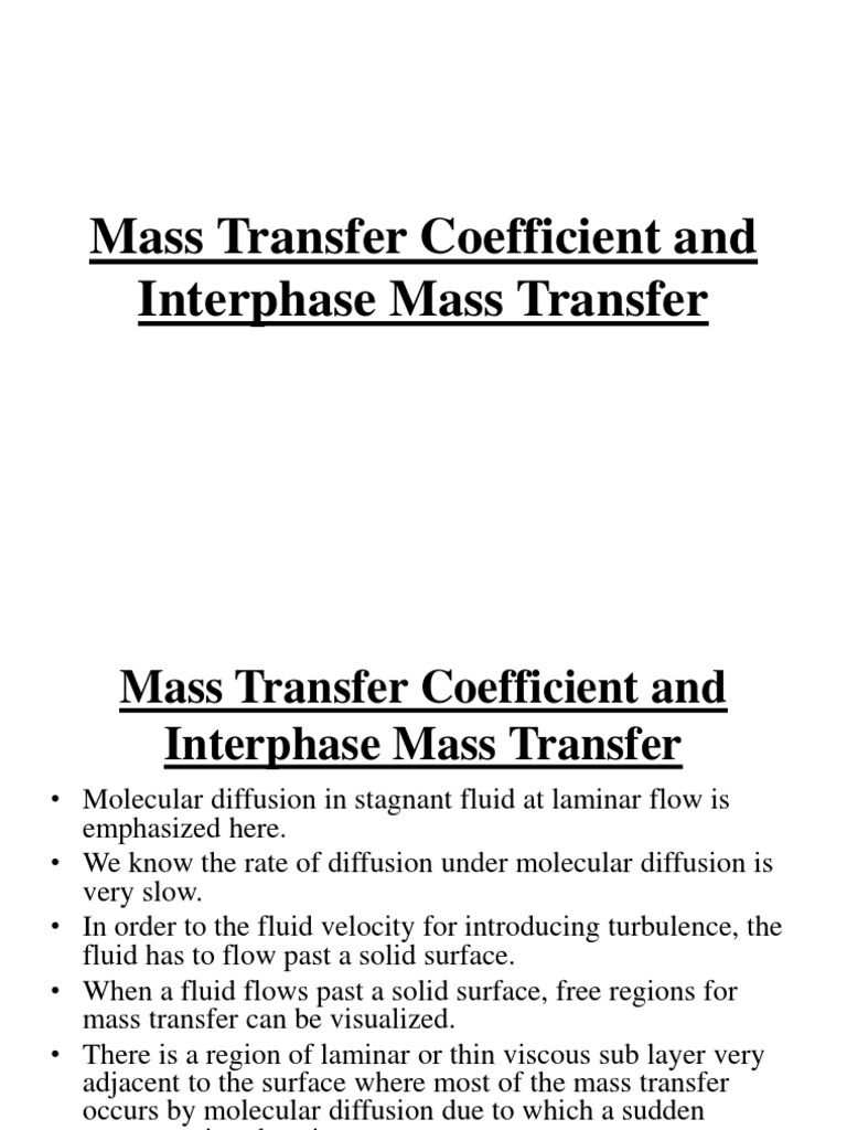 Mass Transfer Coefficient and Interphase Mass Transfer | PDF ...