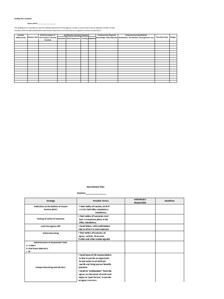 Staffing Plan Template Guide | PDF | Recruitment | Employment