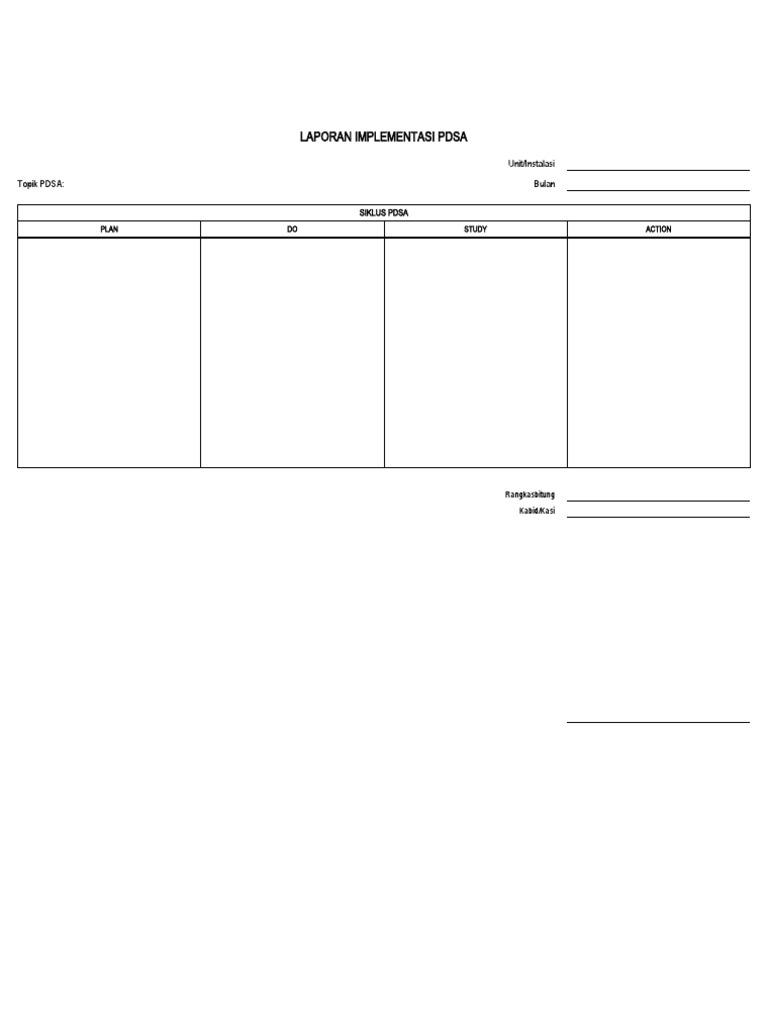 Form IMPLEMENTASI SIKLUS PDSA | PDF