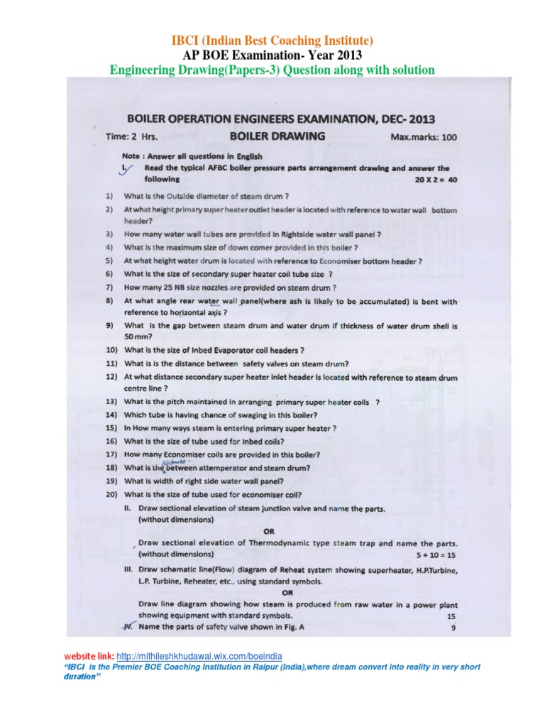 AP BOE-2013 Paper-3 Solution | PDF | Valve | Chemical Engineering