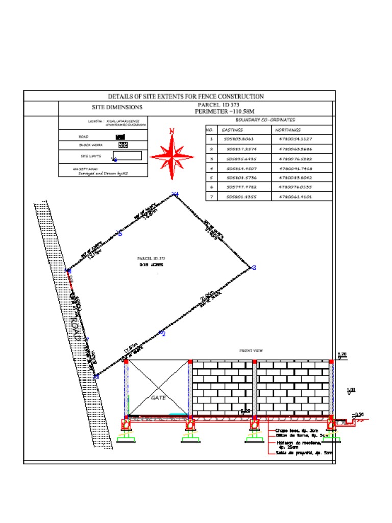 Site Dimensions Parcel 1D 373 PERIMETER 110.58M Details of Site Extents ...