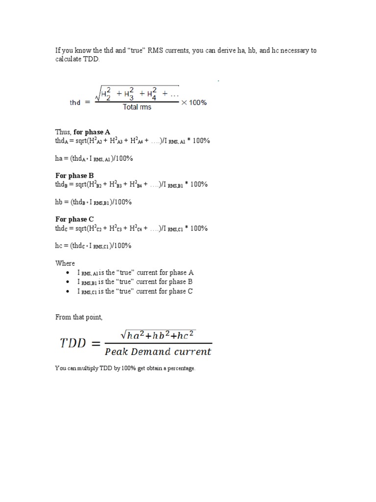 THD and TDD Calculation Guide | PDF