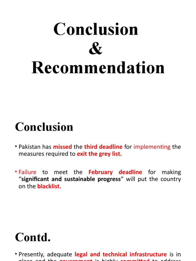 Conclusion and Recommendation | PDF | Financial Action Task Force On ...