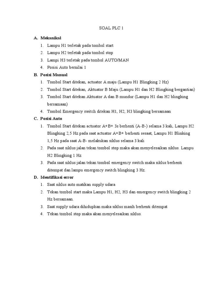 Soal PLC 1 | PDF