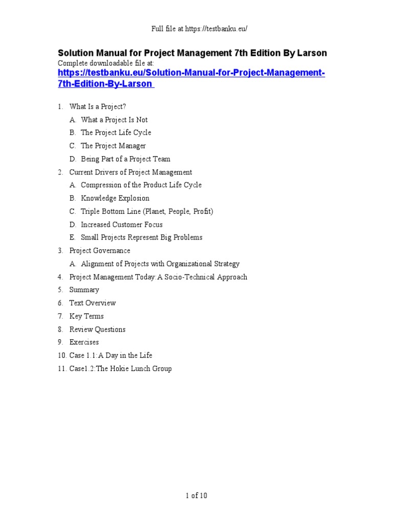Project Management 7th Ed Solutions | PDF | Product Lifecycle | Project ...