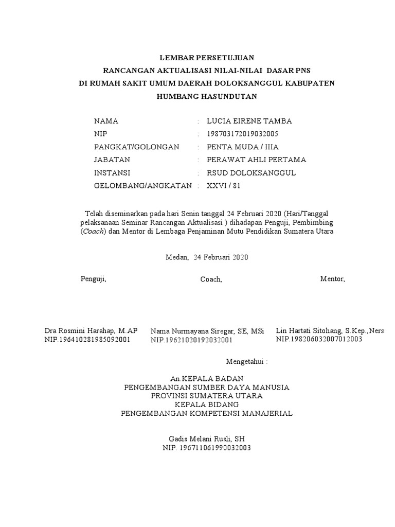 Contoh Lembar Persetujuan | PDF