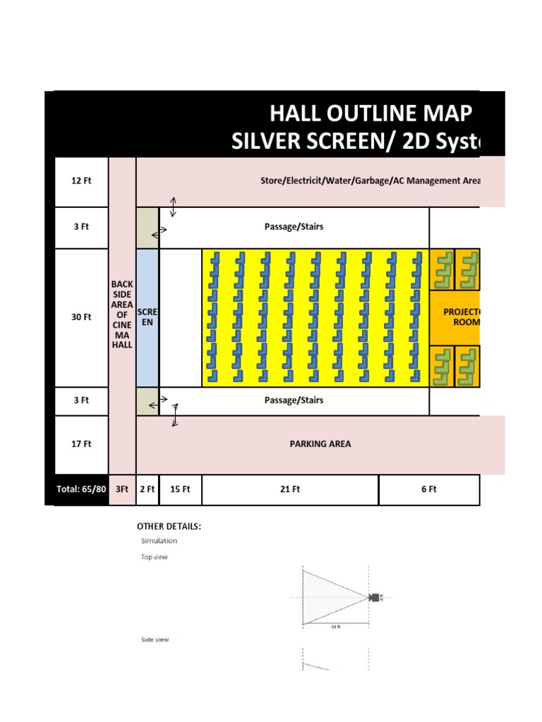 Hall Outline Map Silver Screen/ 2D System: 12 FT Store/Electricit/Water ...