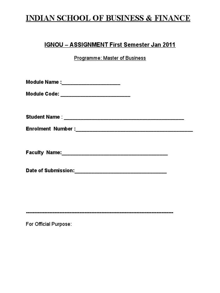 ISBF IGNOU MBA Assignment Template | PDF | Computing And Information ...