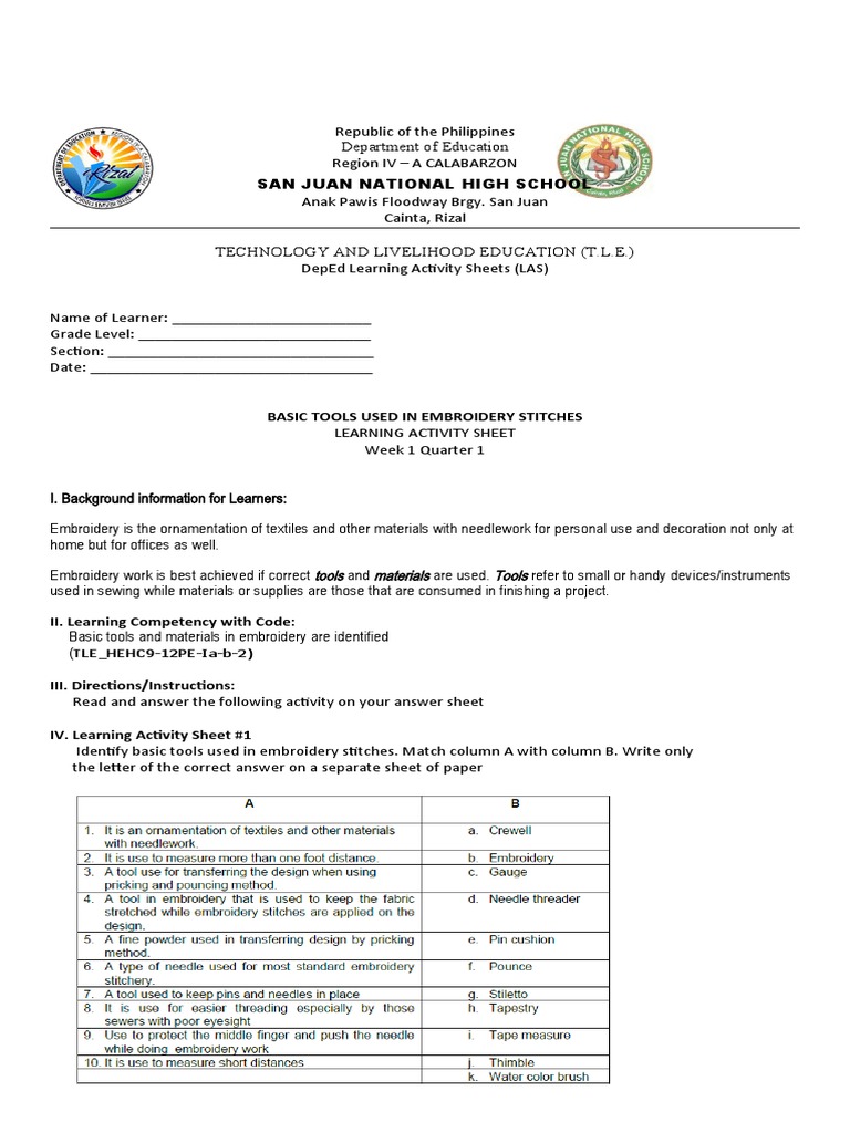 Las Template Tle | Download Free PDF | Embroidery | Sewing