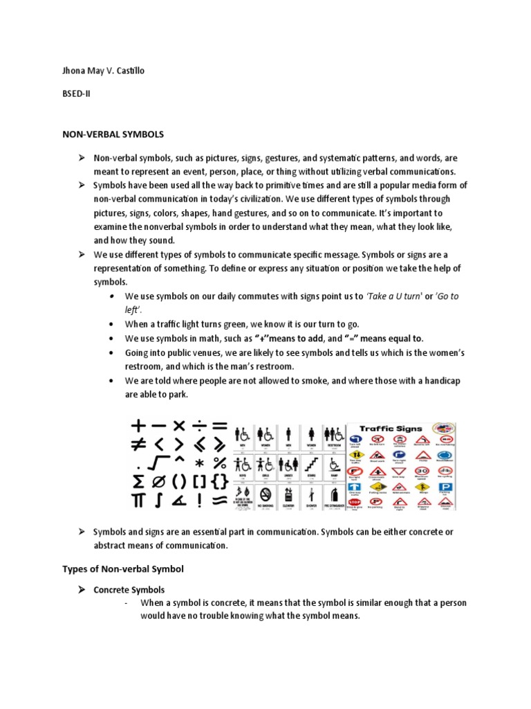 Non Verbal Symbols | PDF | Nonverbal Communication | Symbols
