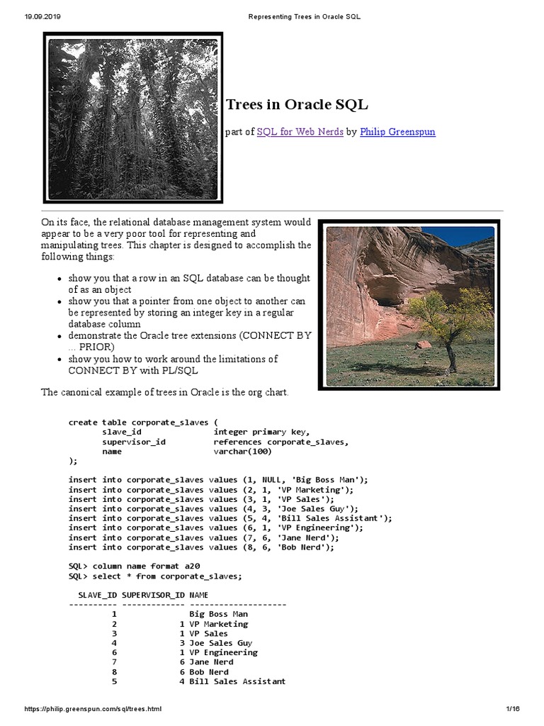 Representing Trees in Oracle SQL | PDF | Sql | Data