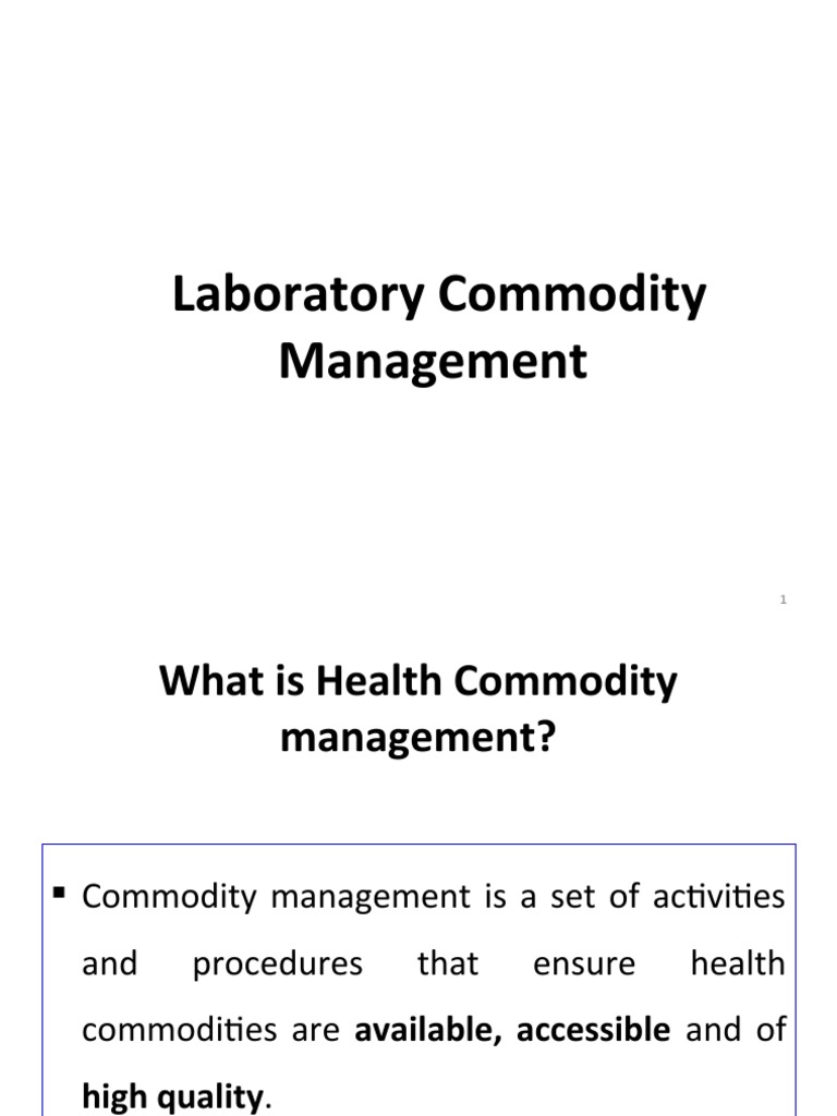Laboratory Commodity Management Cycle | PDF | Procurement | Commodity
