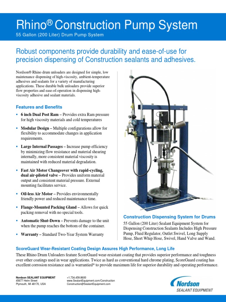 Rhino Construction Pump System | PDF | Pump | Adhesive