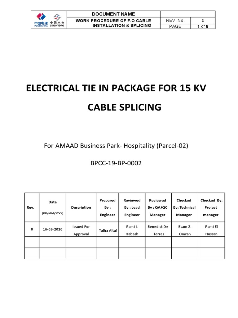 Optial Fiber Cable Inst and Splicing Procedure | PDF | Optical Fiber ...