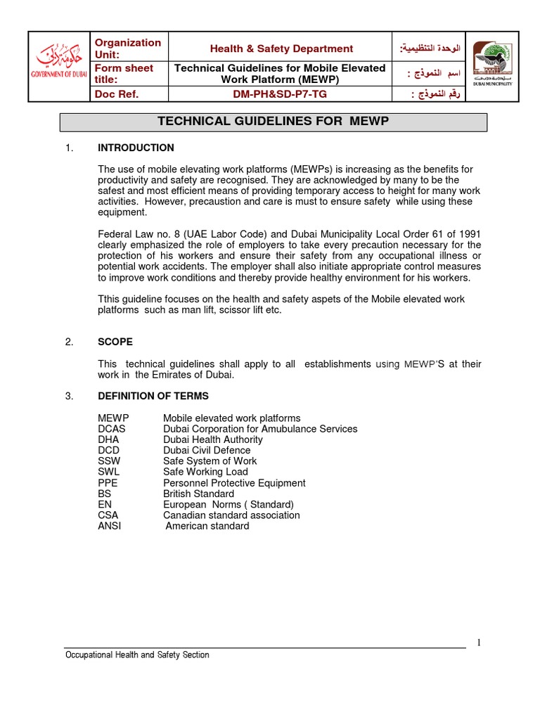 MEWP Safety Guidelines Dubai | PDF | Occupational Safety And Health ...