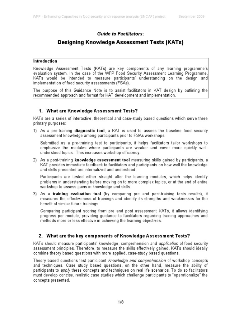 Designing Knowledge Assessment Tests (Kats) | PDF | Educational ...