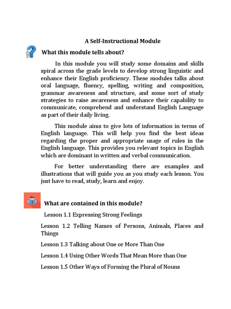A Self-Instructional Module What This Module Tells About? | PDF ...