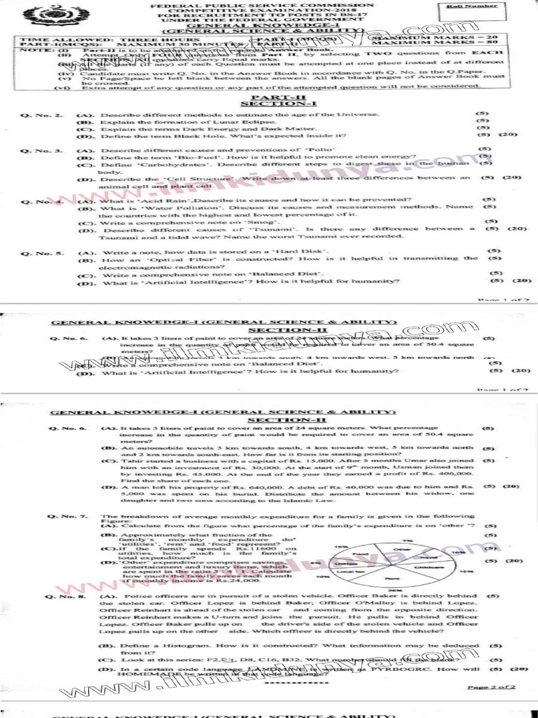 CSS Past Papers 2018 General Knowledge General Science and Ability | PDF