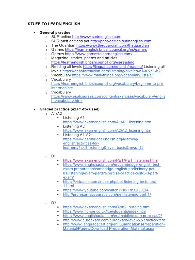 Resources To Learn English | PDF | Music Industry | Entertainment (General)
