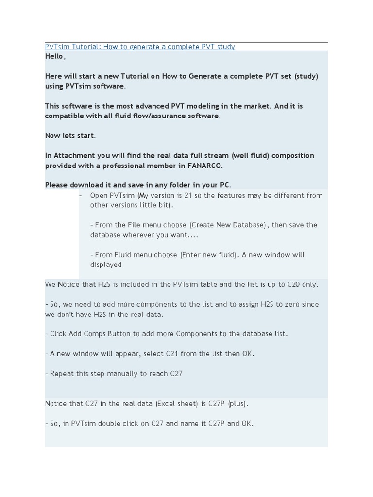 Pvtsim Tutorial: How To Generate A Complete PVT Study | PDF | Petroleum ...