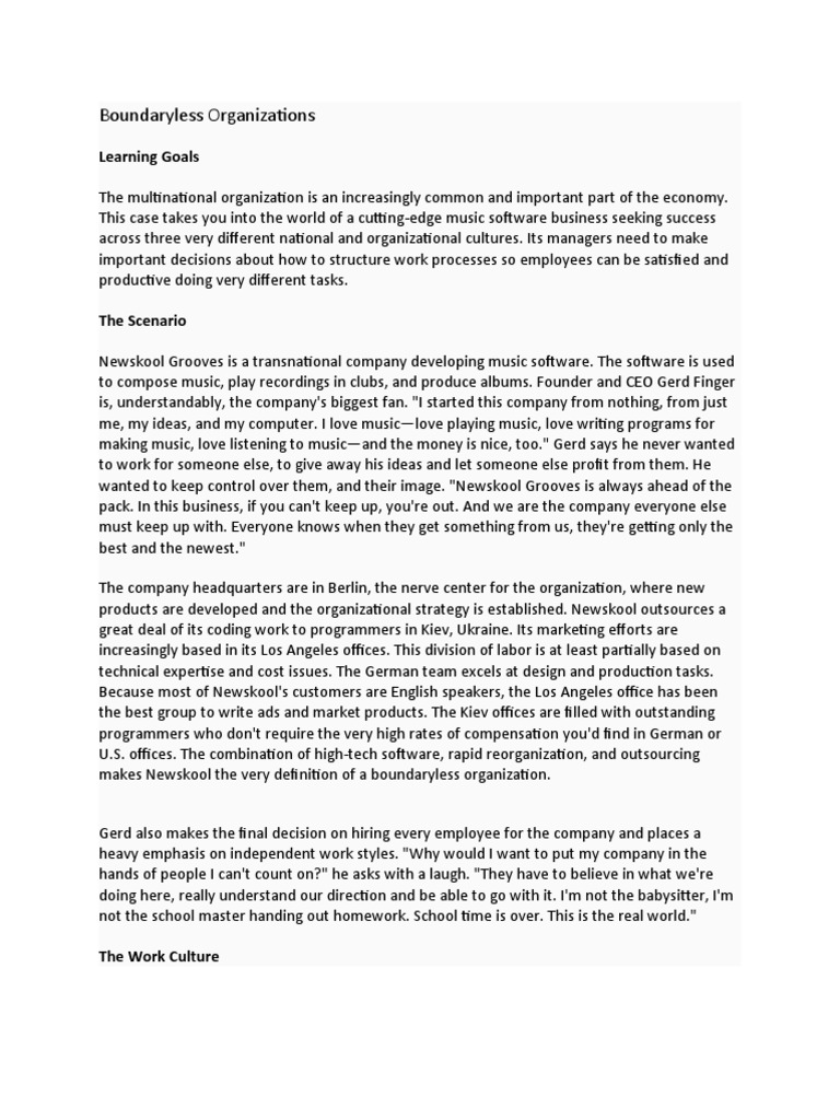 Boundaryless Organizations: Learning Goals | PDF | Leadership | Motivation