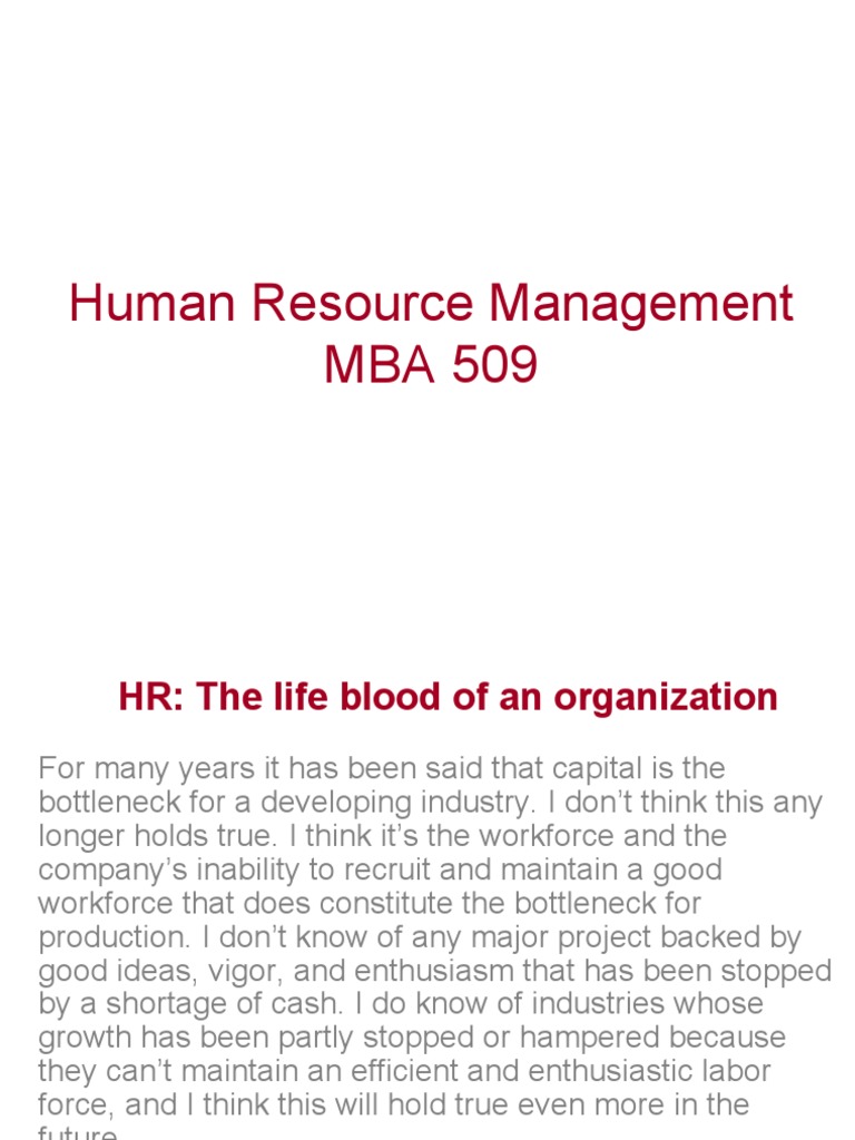 Human Resource Management MBA 509 | PDF | Computer Hardware | Human Resource Management