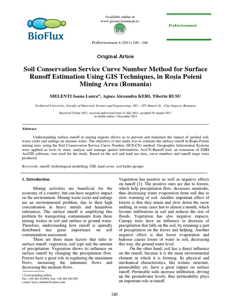 Soil Conservation Service Curve Number Method For Surface Runoff ...