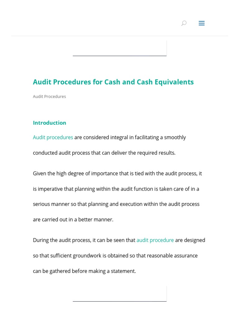 Audit Procedures for Cash Management | PDF