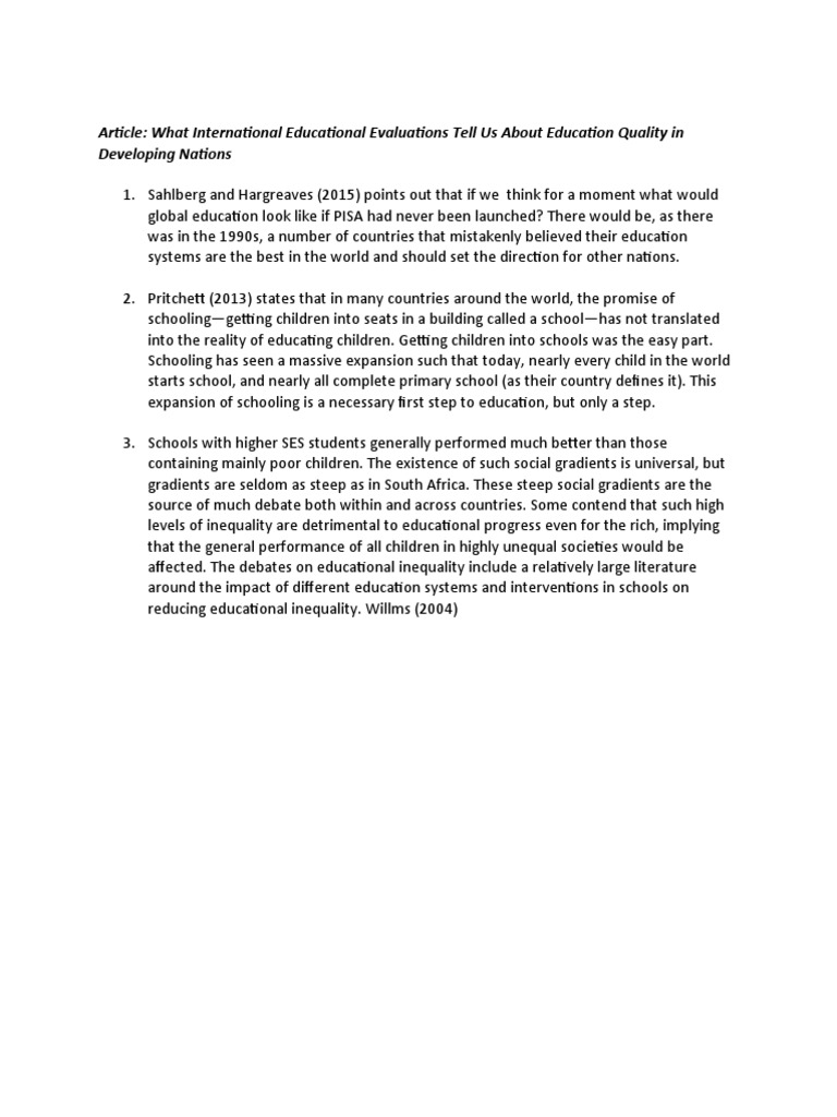 Article: What International Educational Evaluations Tell Us About ...