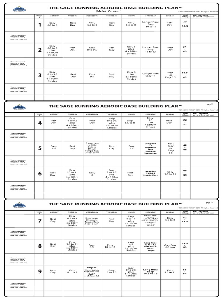 The Sage Running Aerobic Base Building Plan™: (Metric Version!) | PDF ...