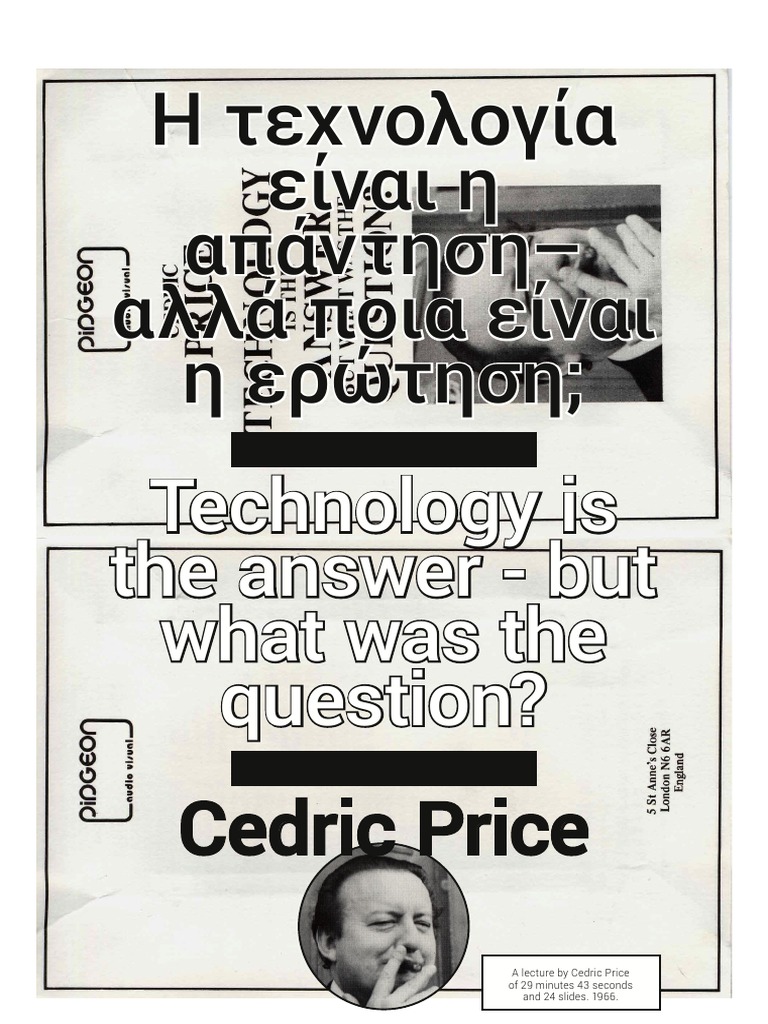 Price Cedric Technology Is The Answer But What Was The Question | PDF