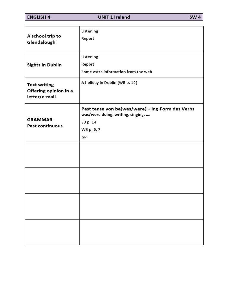 Wochenplan Schule SW 4 4 | PDF